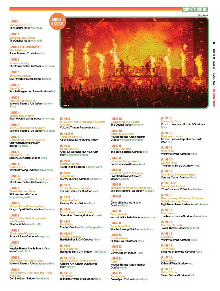 Central Oregon Concert Guide | The Source Weekly - Bend, Oregon