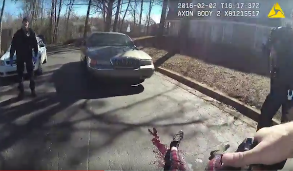 A Still Shot From The Body Cam Footage Of Officer Dunn Who Arrived