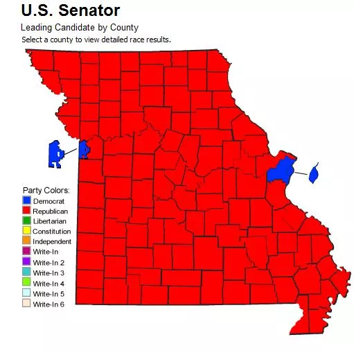 Voting Maps Show Political Divide In Missouri St Louis And Kansas